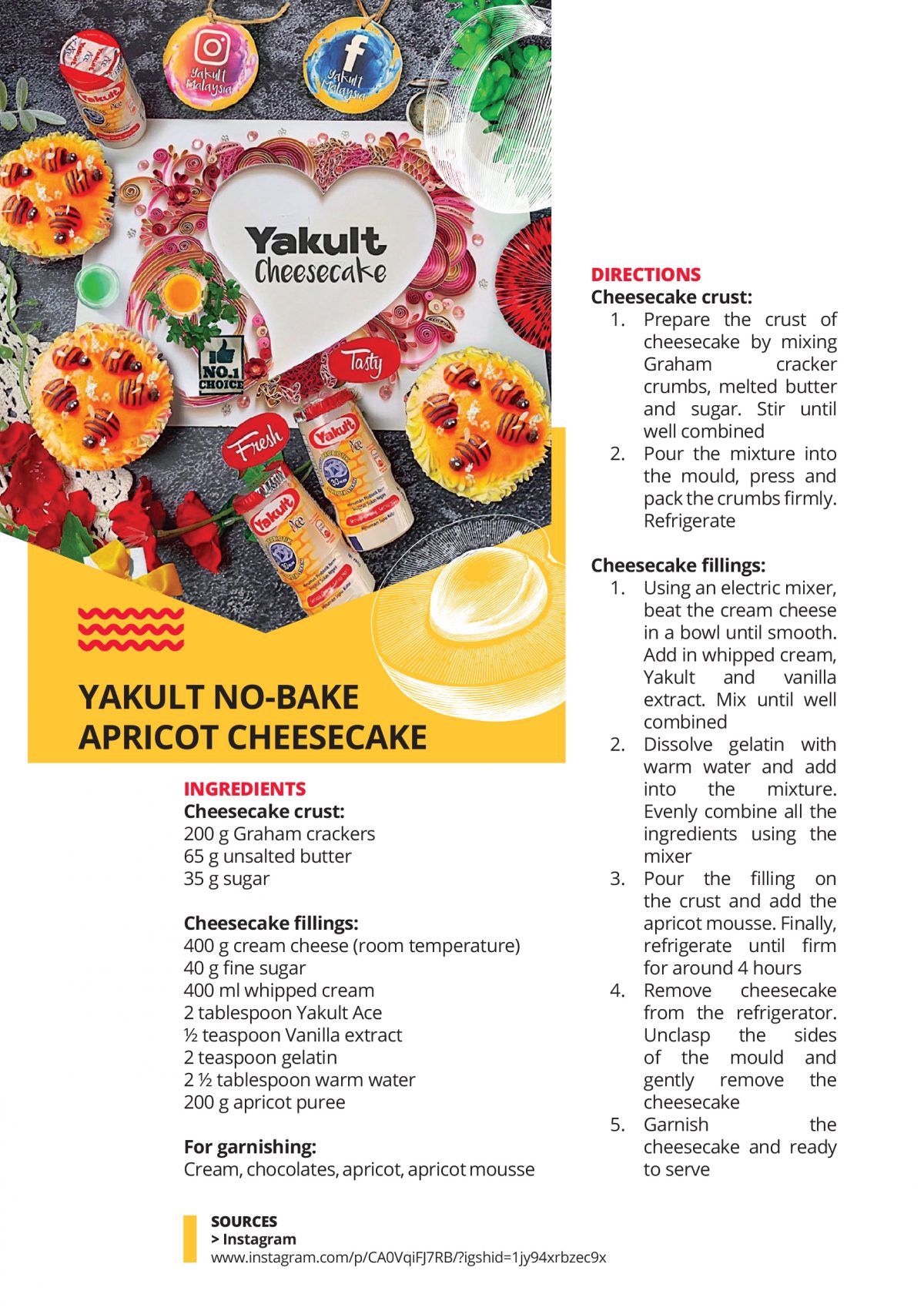 Yakult No-Bake Apricot Cheesecake - Yakult Malaysia